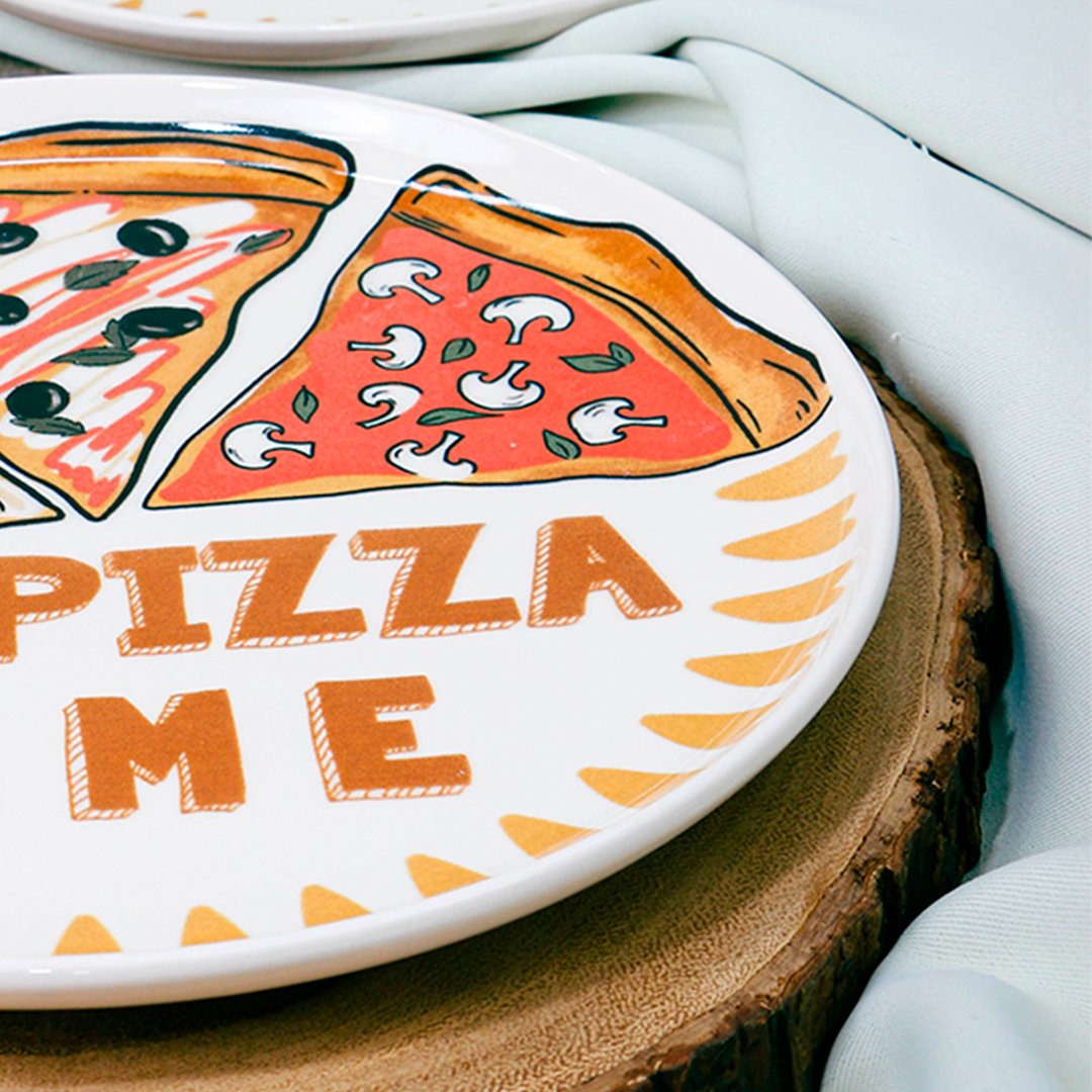Conjunto de Pratos Rasos Com 06 Peças 26cm - Pizza Time - Oxford